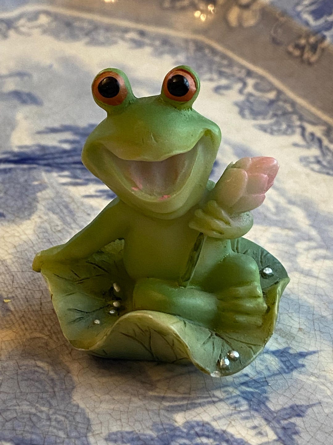 Happy Froggy on a Lily Pad Figurine - Etsy