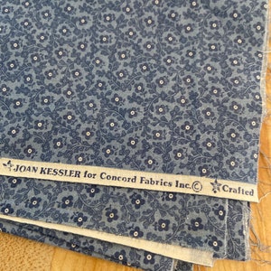 Vintage Joan Kessler for Concord Fabrics Blue Floral Vine Printed ...