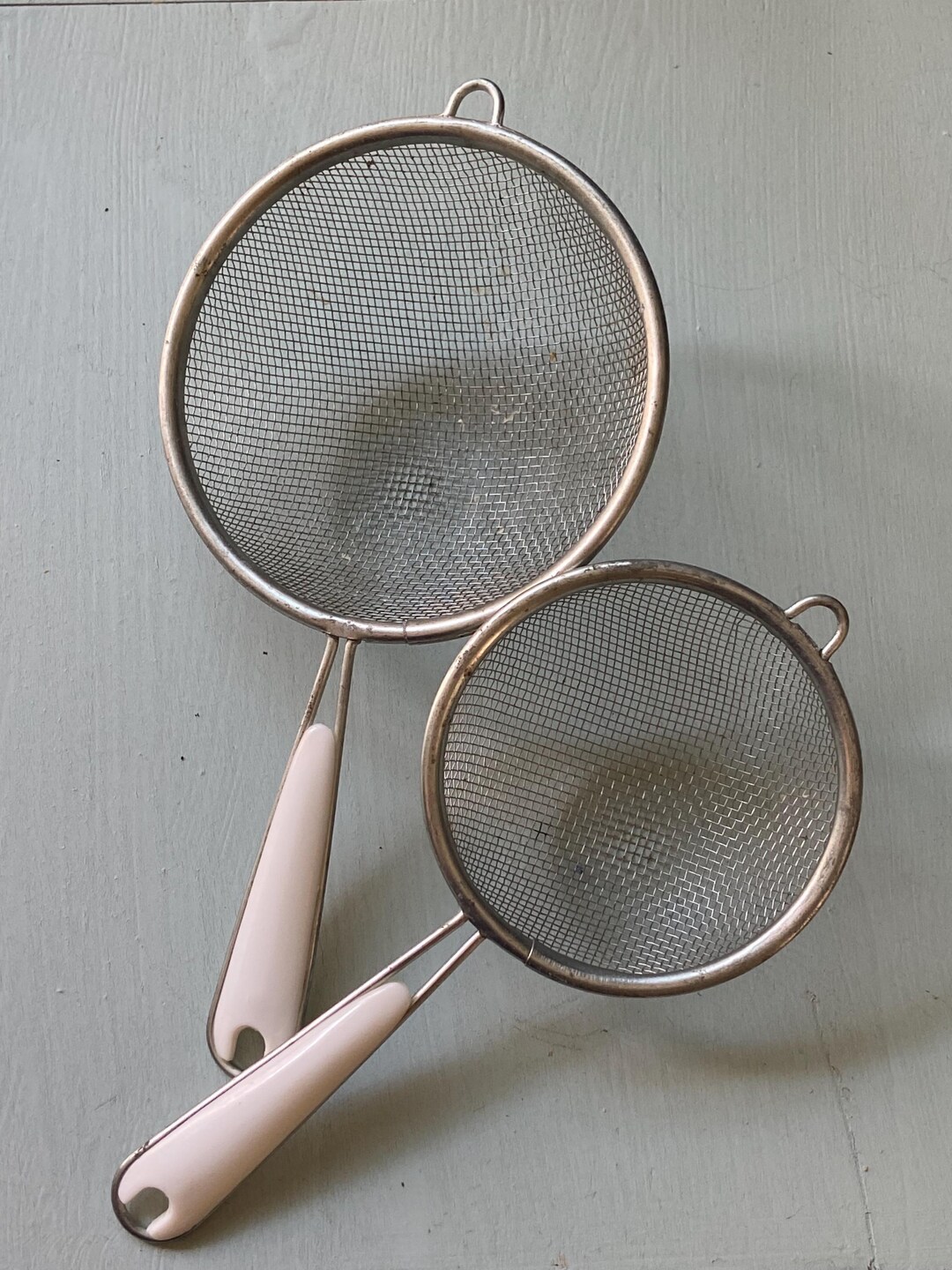 Set of Two Mini Strainers - Vintage Strainer Set - Mini Sifter Set - Etsy