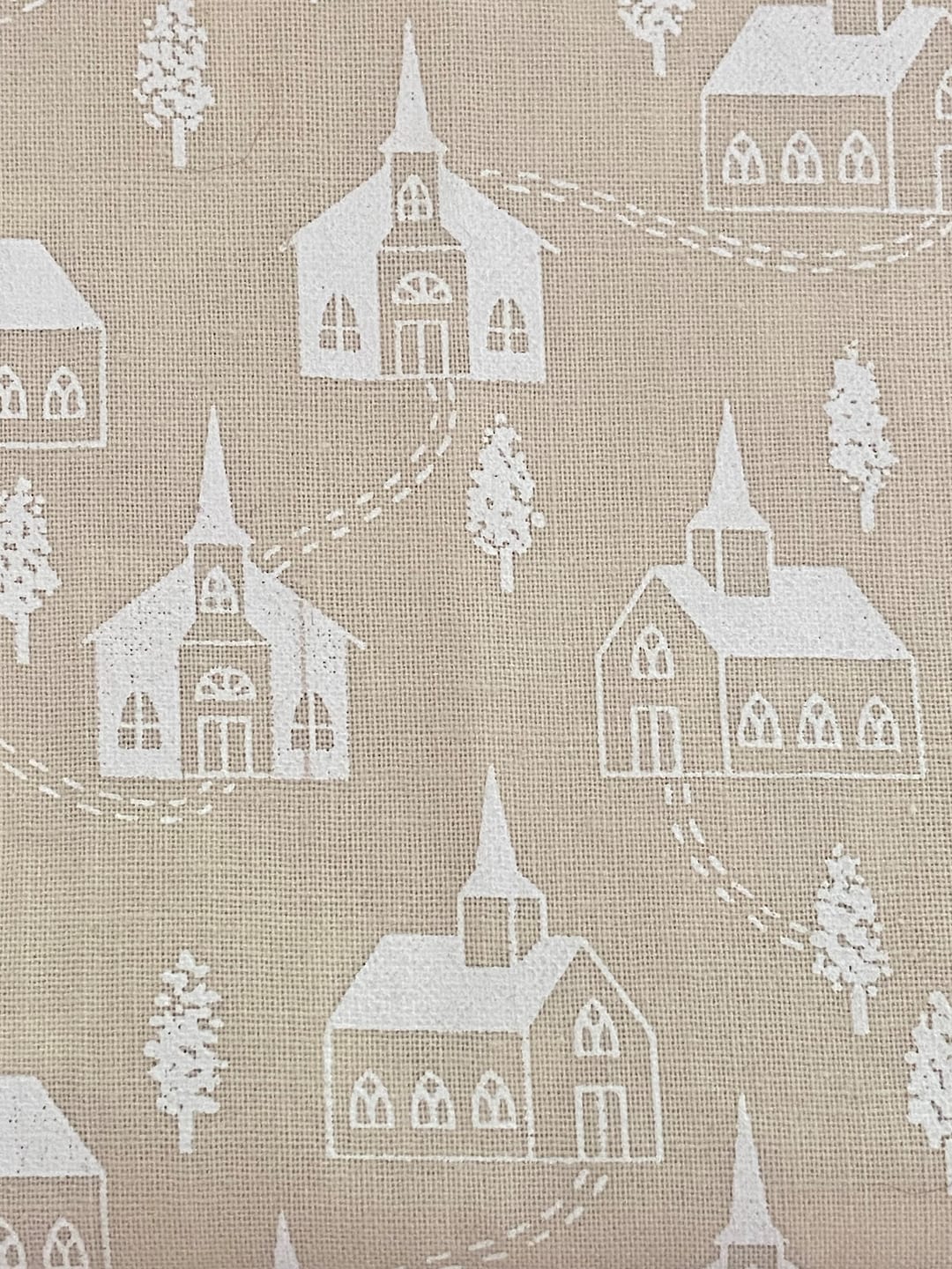Swiss White Country Church Fabric Churches With Steeples Cotton Fabric ...