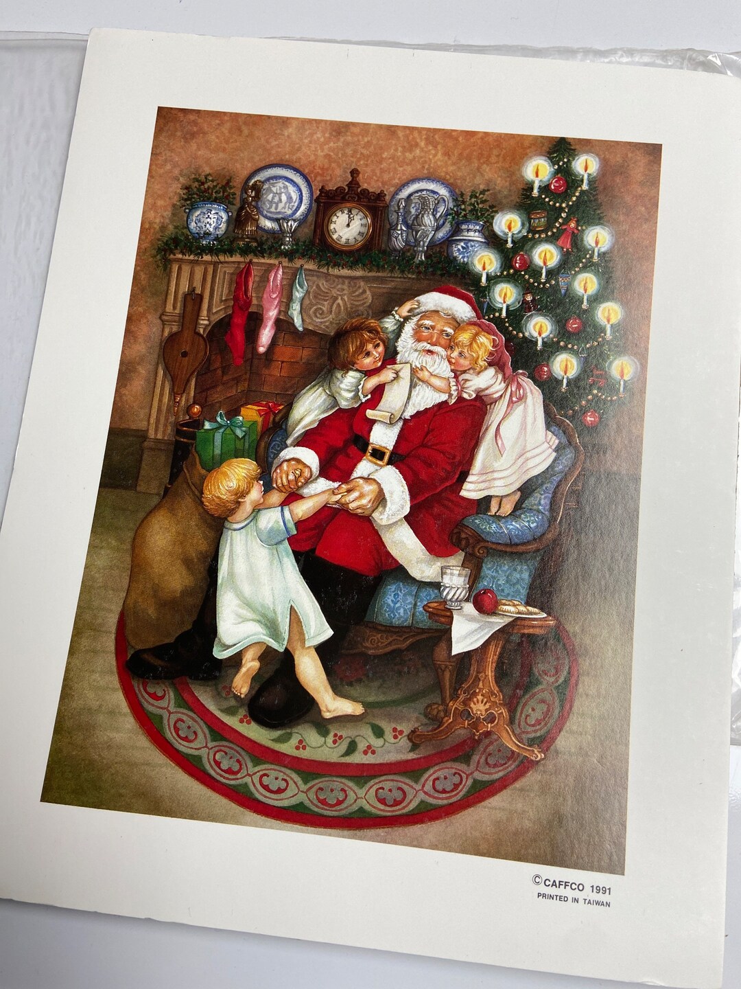Vintage Caffco Santa Print - 1991 Caffco Santa and Children Print - Etsy