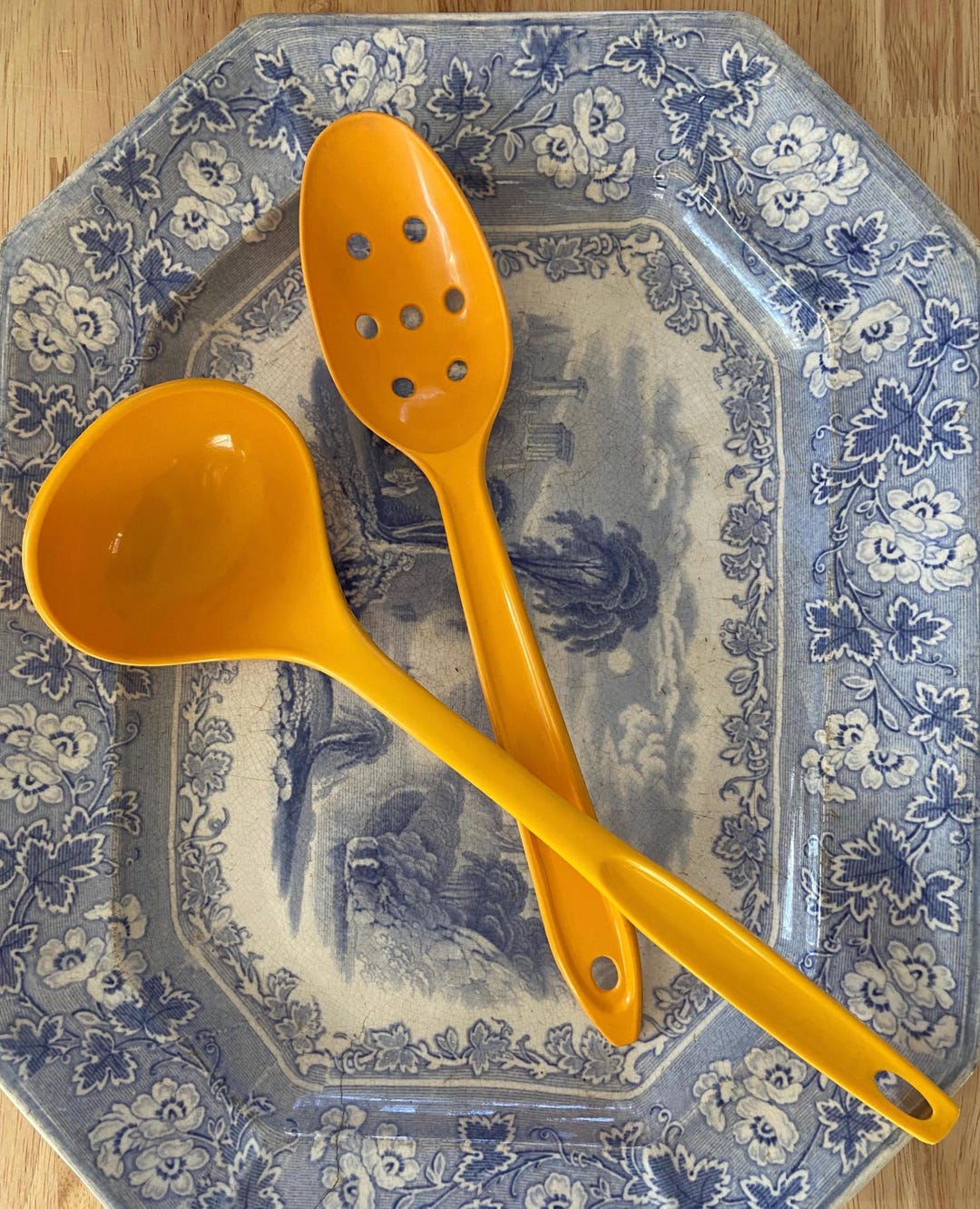 VTG Golden Yellow Serving Utwnsile Ladle and Slotted Spoon - Lopol ...