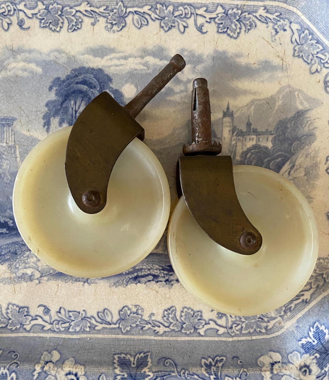 Set of Two Steel Casters With 2-2/8 Inch Hard Plastic Wheels - Etsy