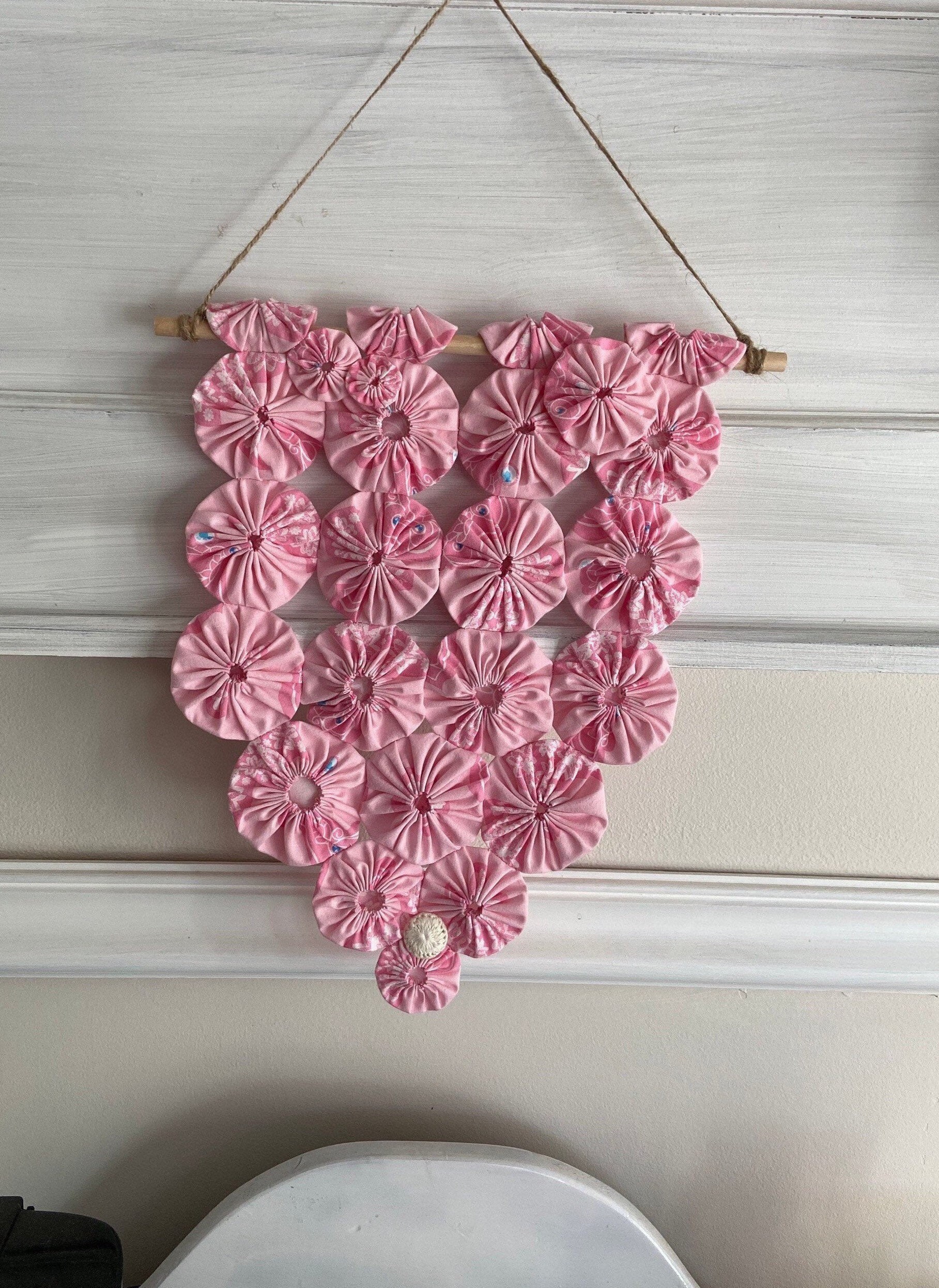Pink Yoyo Wall Decor Handmade Yoyo Wall Hanging Pink Cotton | Etsy
