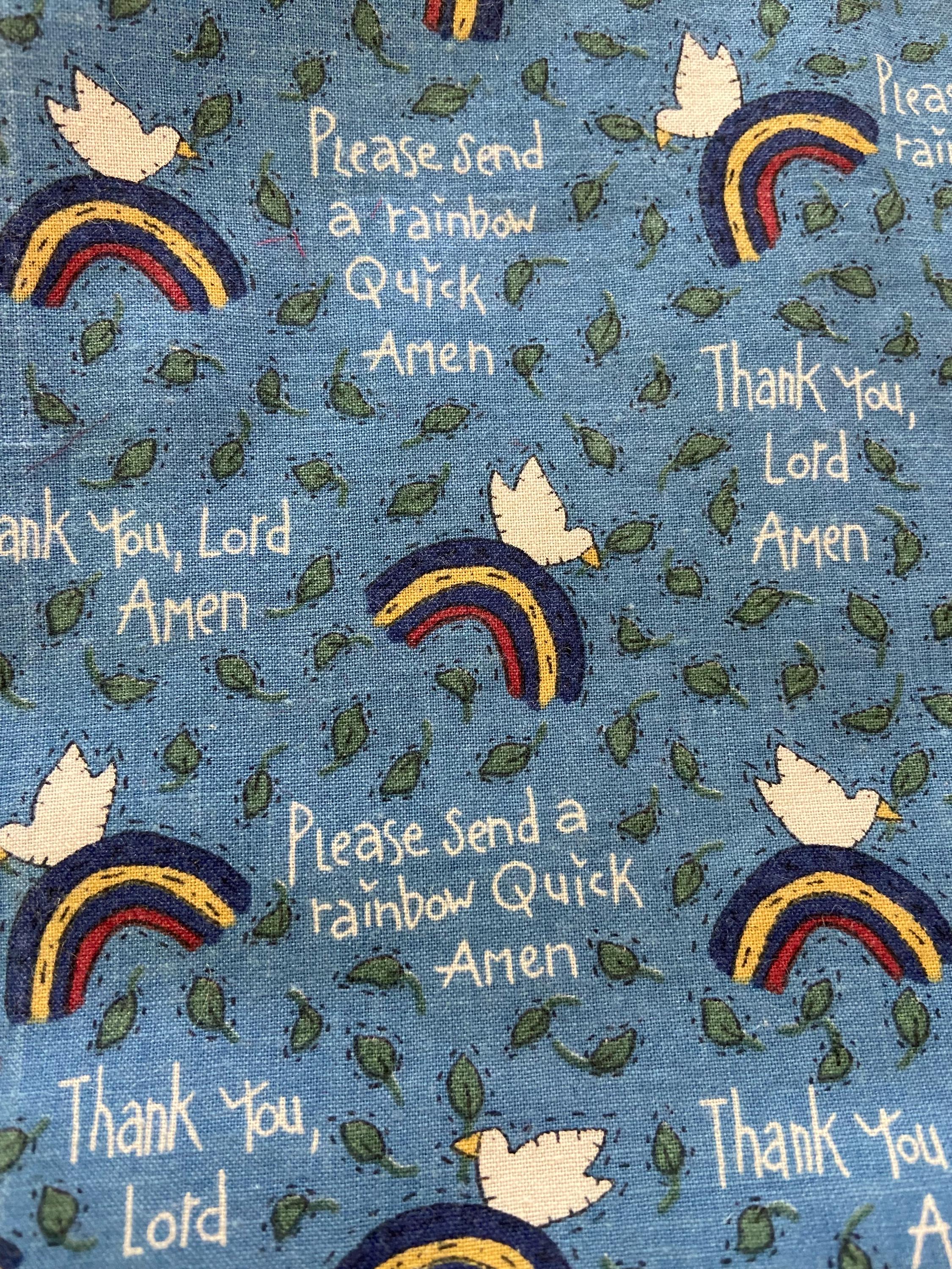 White Dove and Rainbow Cotton Fabric 31”x22” Thank You, Lord and Please ...