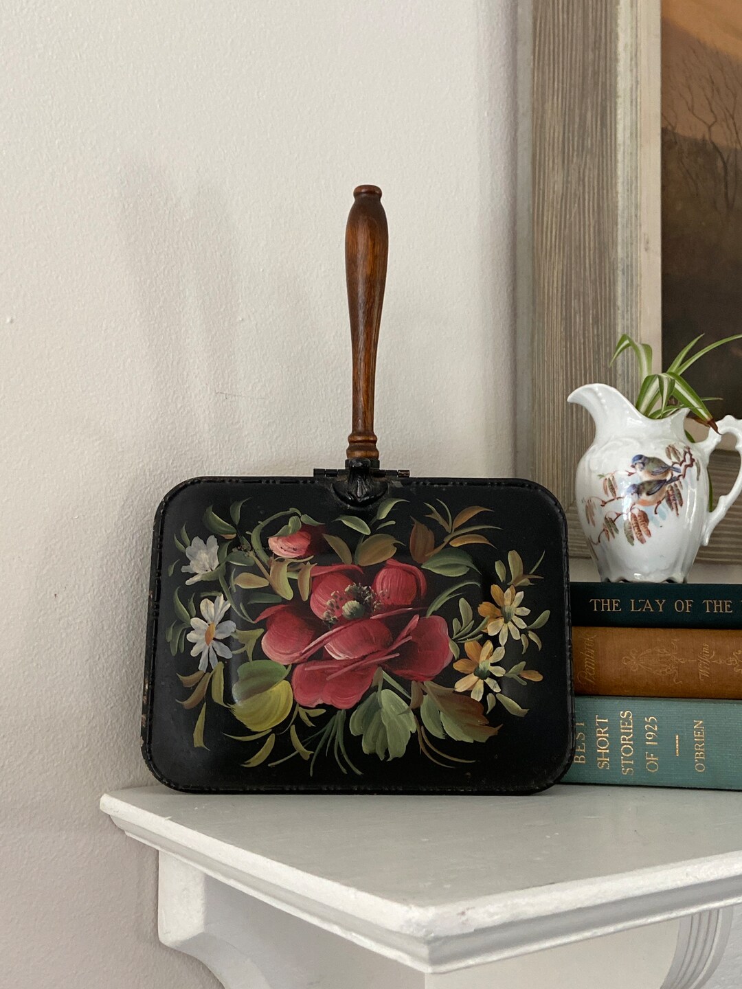 Elegant Toleware Butler Pan - Painted Tin Tole Pilgrim Art Coal Pan ...