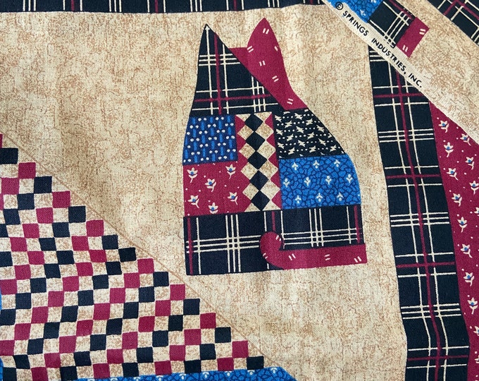 VTG Springs Industries Patchwork Cat Fabric Cheater Quilting Fabric ...