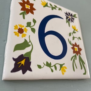 VTG Porcelain House Number Tile - Decorative Dal-tile House Number 6 or ...