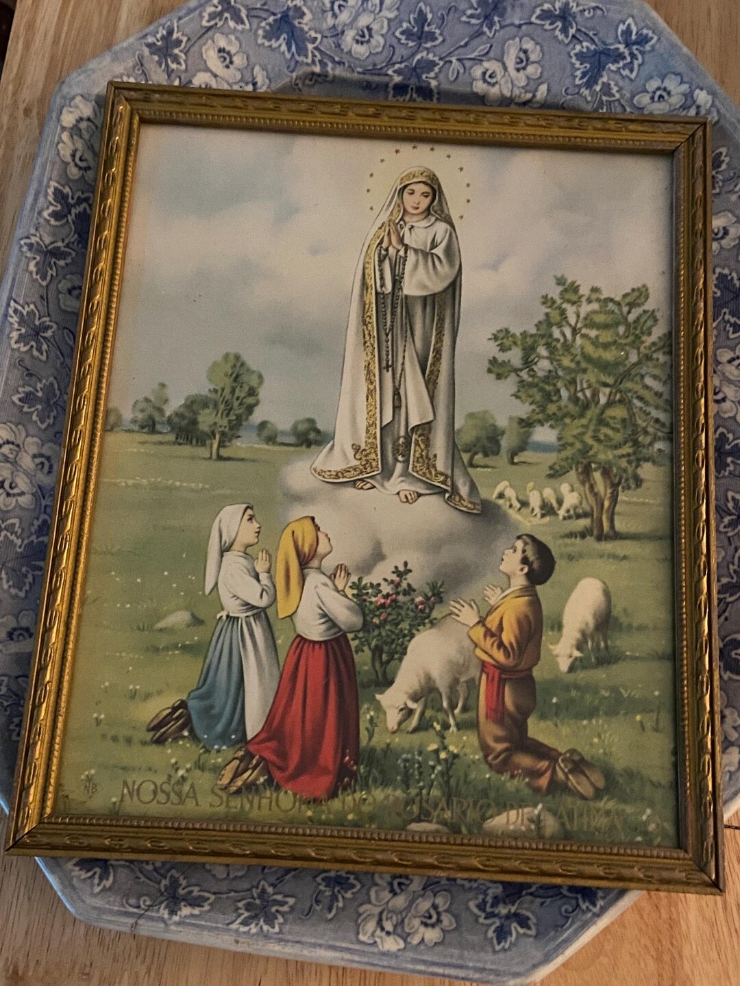 Framed Our Lady of Fátima and the Three Shepherd Children Vintage Print ...