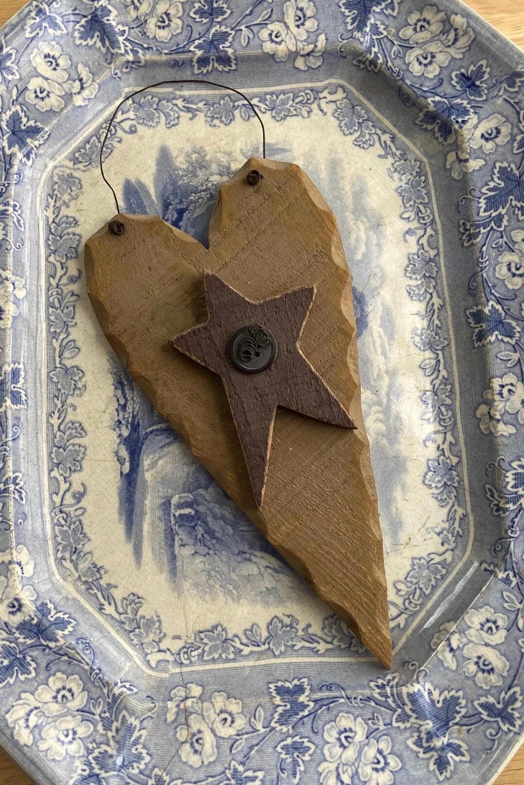 Primitive Wooden Heart Wall Decor Valentine’s Day Heart With Star - Etsy