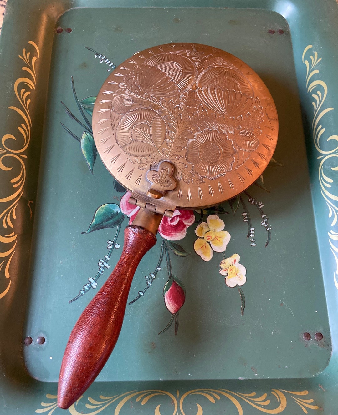 Ornate Brass Hand Etched Butler Pan Brass Coal Pan With Wood - Etsy