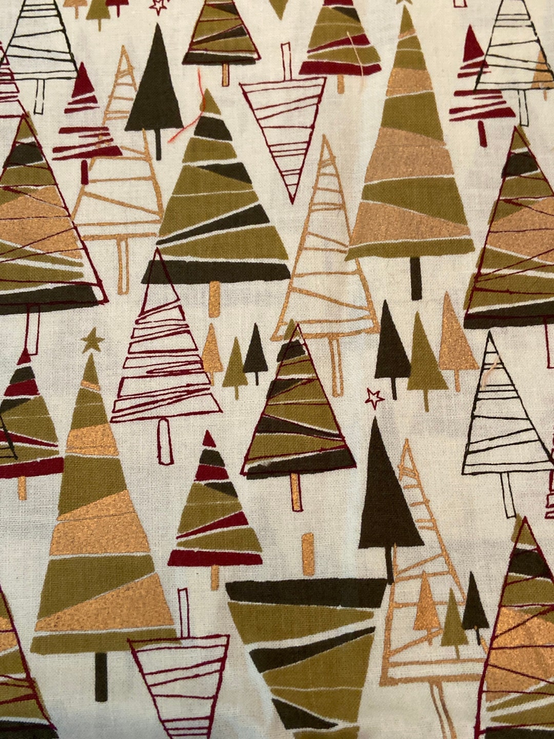 Colorblock Christmas Tree Fabric 30”x42” Olive and Gold Christmas Tree ...