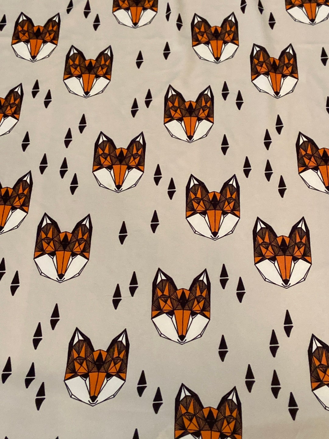 Fox Print Fabric Grey and Red Fox Fabric - Etsy