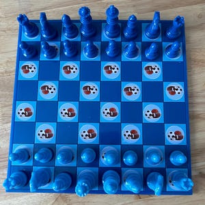 Dark Blue/lt. Blue Chessboard | 32 Chess Pieces | 24 Checkers | 11"x11 ...