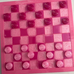 Pink Chess Board Game Night 32 Chess Pieces 24 Checkers Light Pink/dark ...