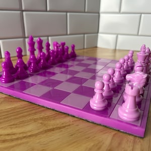 Purple Chess Board | Game Night | 32 Chess Pieces | 24 Checkers | 11 ...