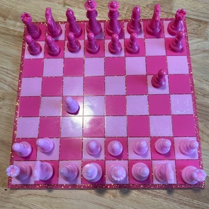 Pink Chess Board | Game Night | 32 Chess Pieces | 24 Checkers | 11"x11 ...