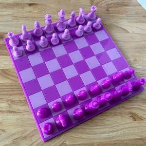 Purple Chess Board | Game Night | 32 Chess Pieces | 24 Checkers | Lilac ...