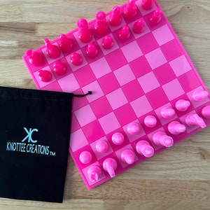 Pink Chess Board | Game Night | 32 Chess Pieces | 24 Checkers | 11"x11 ...