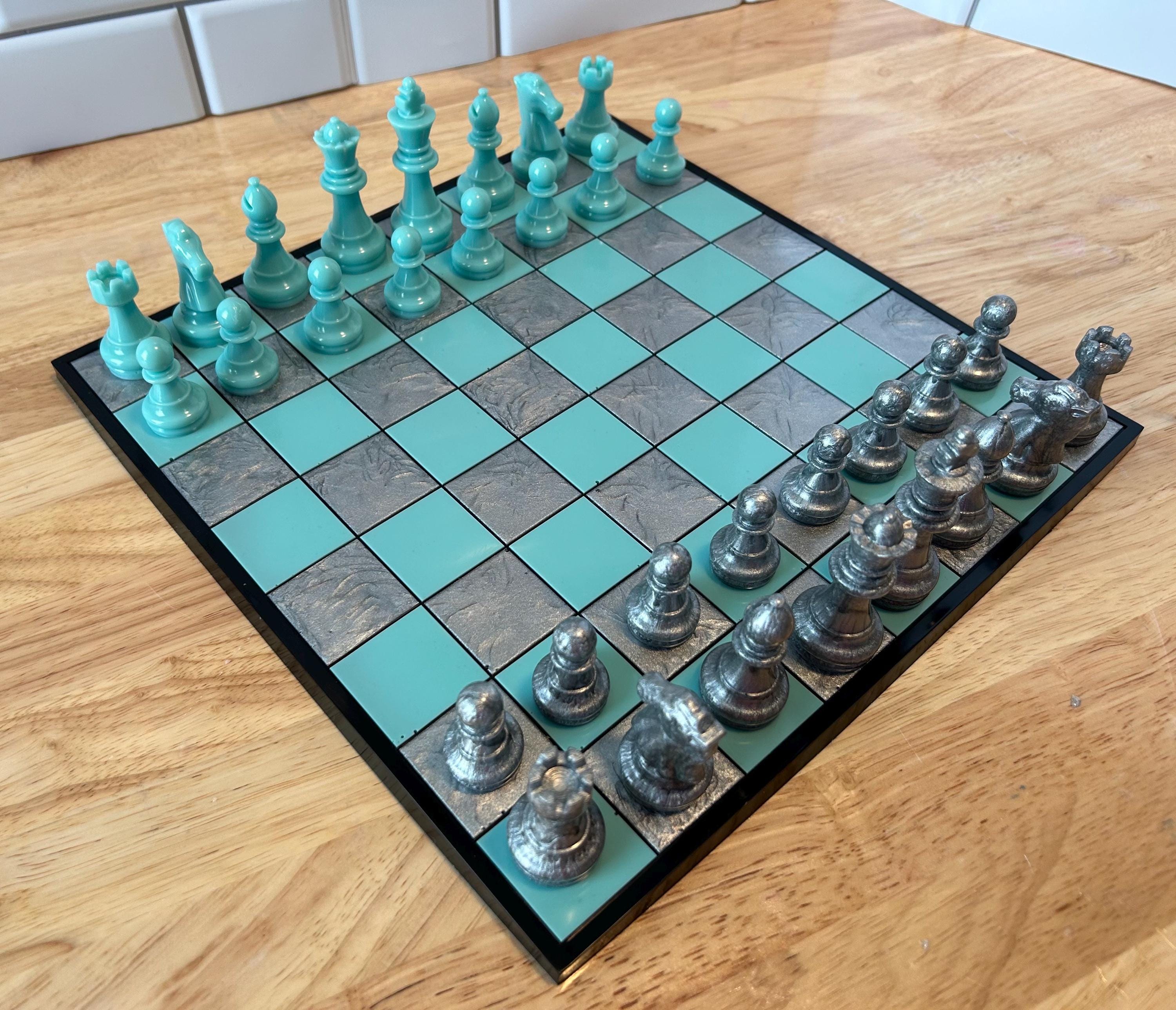 Custom Color Resin Chess Set: Handmade Board Game (11x11) - Etsy