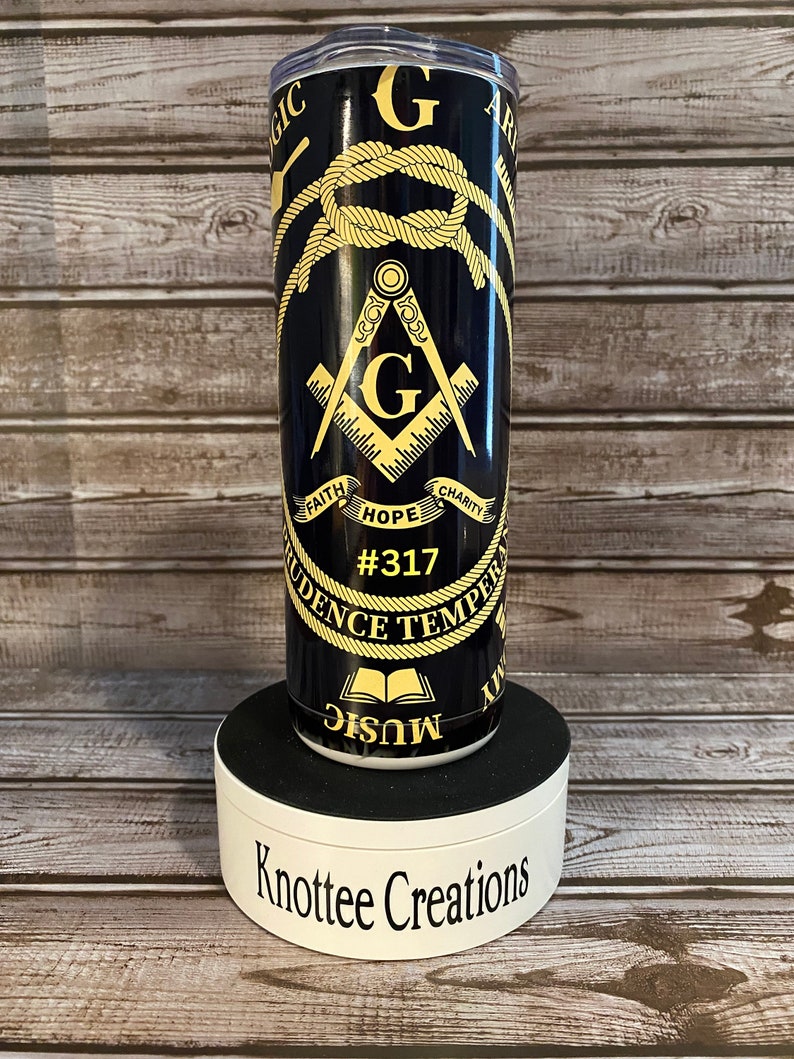 Masonic Tumbler | Faith Hope Charity | Rope Circle Logic | 20oz Skinny ...