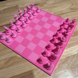 Pink Chess Board | Game Night | 32 Chess Pieces | 24 Checkers | 11"x11 ...