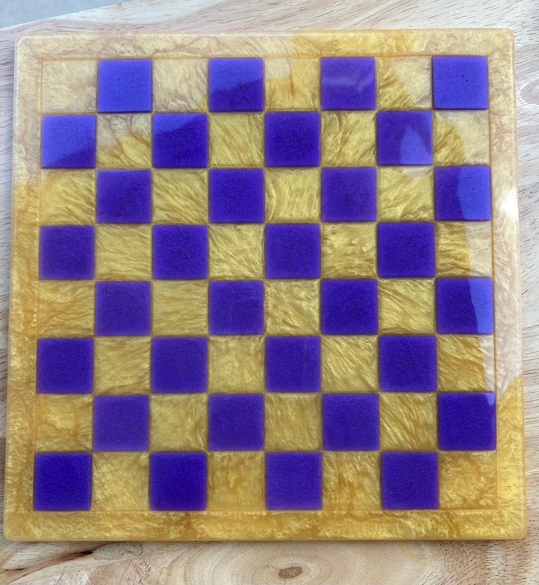 Purple and Gold Chess Board Game Night 32 Chess Pieces 24 Checkers ...