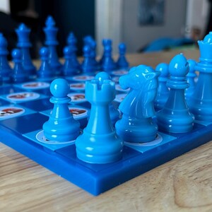 Dark Blue/lt. Blue Chessboard | 32 Chess Pieces | 24 Checkers | 11"x11 ...