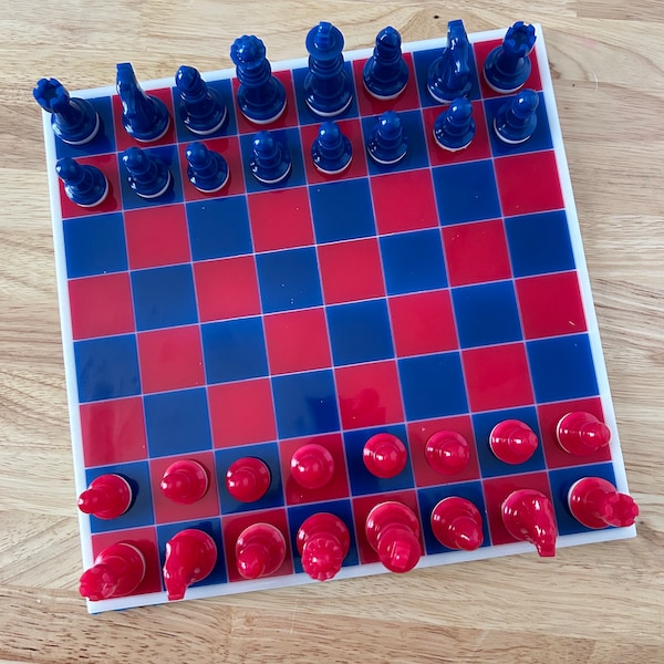 Red and Blue Chess Board - Etsy