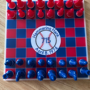Red White Blue | Resin Chess Board | 32 Chess Pieces | 24 Checkers | 11 ...