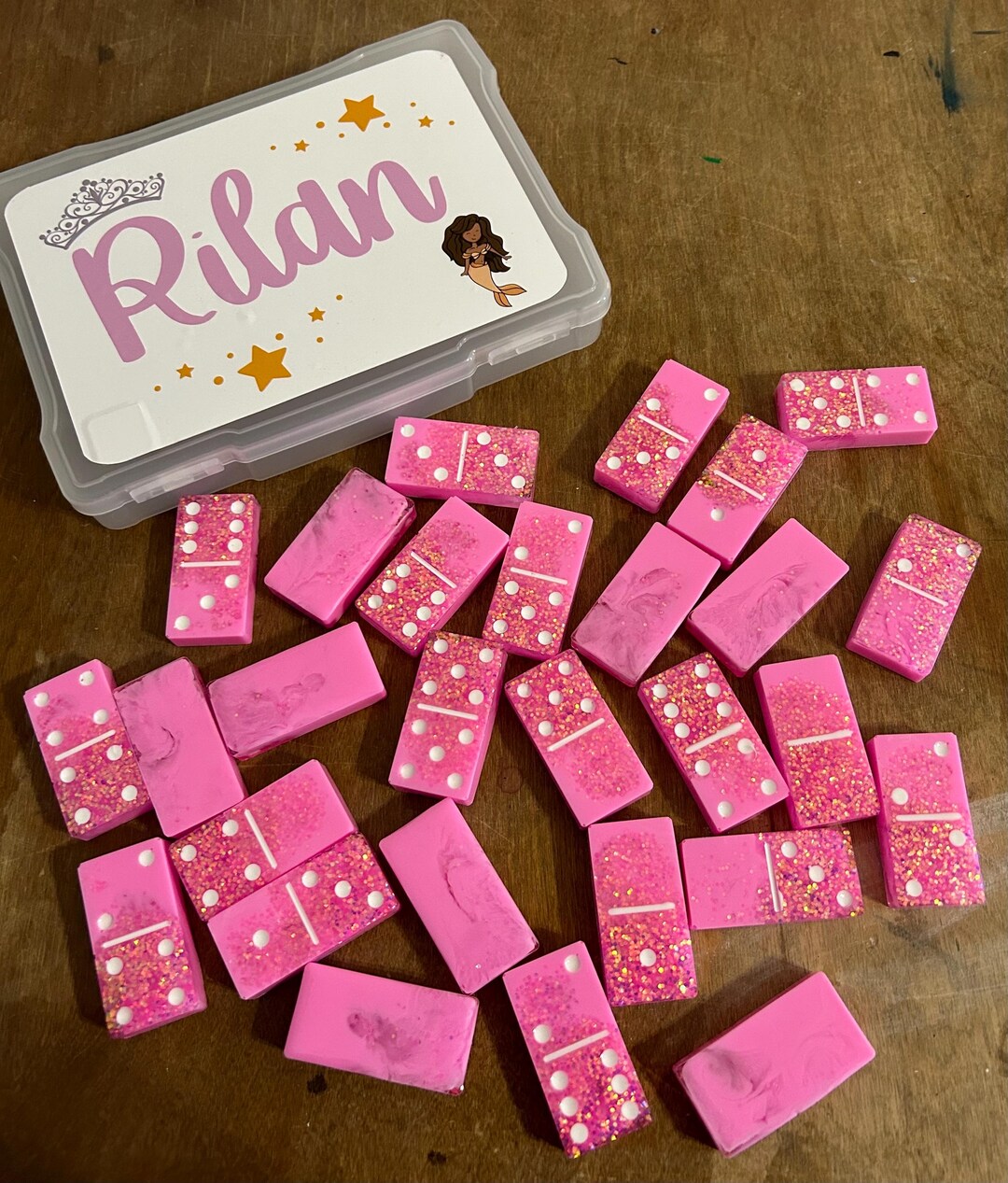 Pink Glitter Resin Dominoes: Double Six Family Game (set of 28) - Etsy