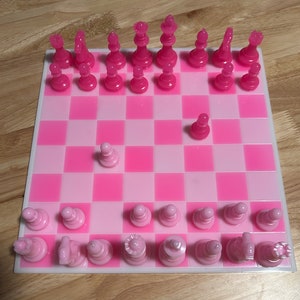 Pink Chess Board | Game Night | 32 Chess Pieces | 24 Checkers | 11"x11 ...