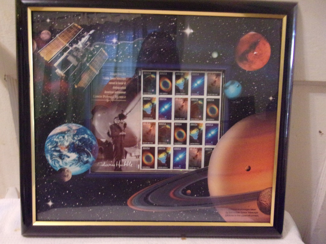 Framed Set of Edwin Hubble Collection Stamps, Pictures Taken From ...