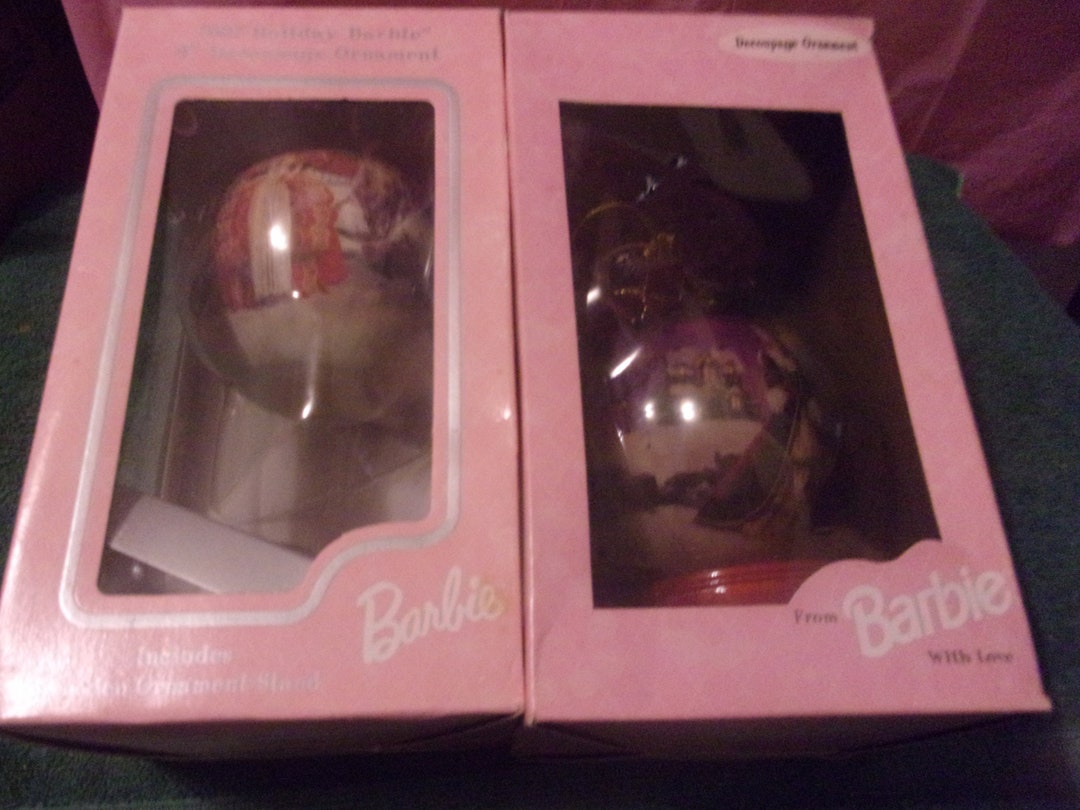 2 Vintage Barbie Decoupage 4" Inch Ornaments With Wooden Base-wk47 - Etsy