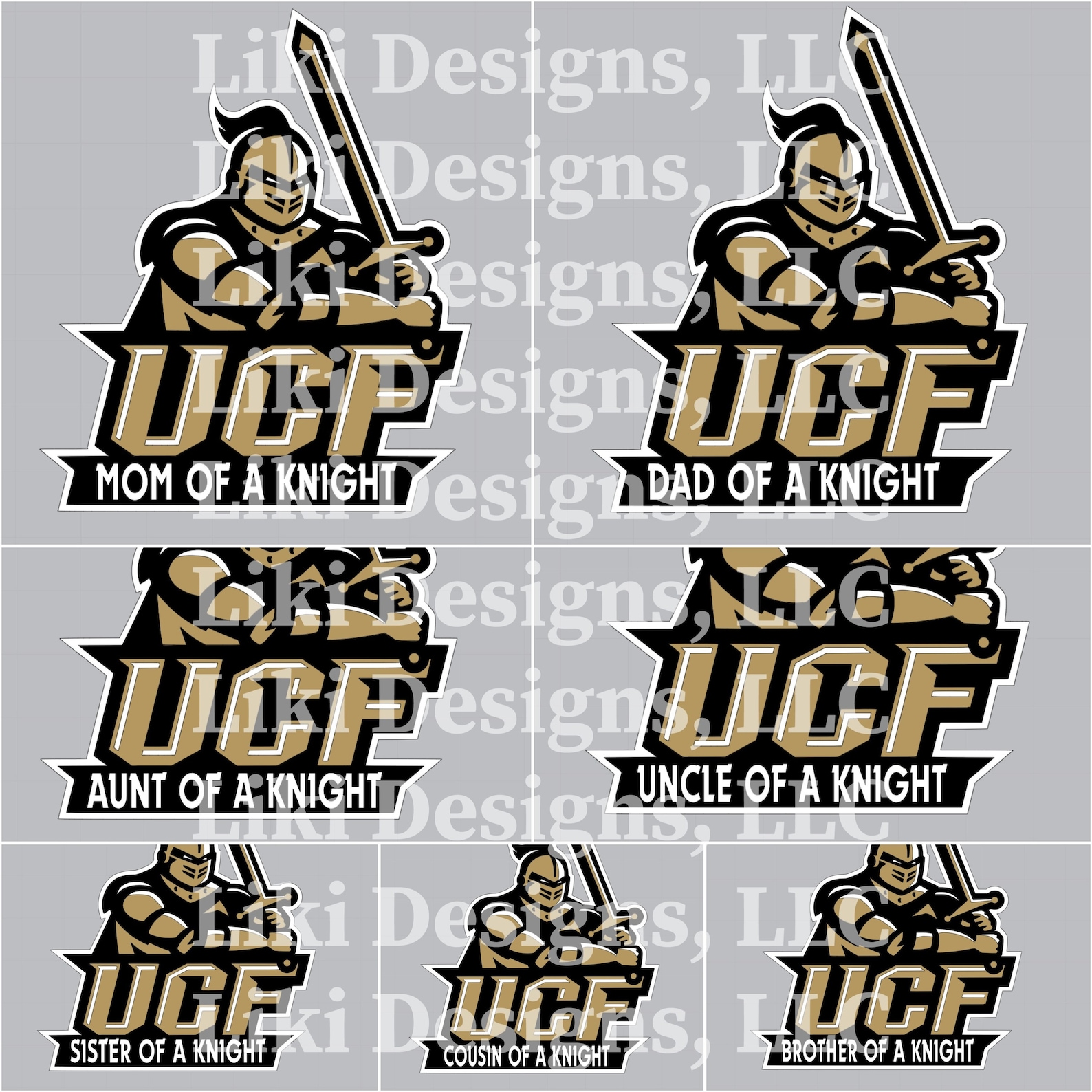 UCF Knight Vinyl Decal, Mom/dad/sister/brother/uncle/aunt, Car/laptop ...