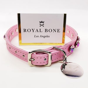 Xxs-large Sizes Pink Pearlized Leather + Pink Rhinestone Row ...