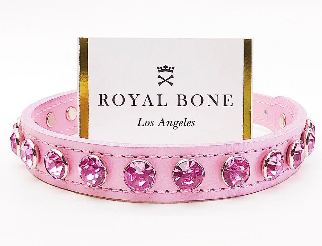 Xxs-large Sizes Pink Pearlized Leather + Pink Rhinestone Row ...