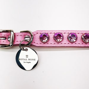 Xxs-large Sizes Pink Pearlized Leather + Pink Rhinestone Row ...