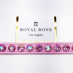 Xxs-large Sizes Pink Pearlized Leather + Pink Rhinestone Row ...