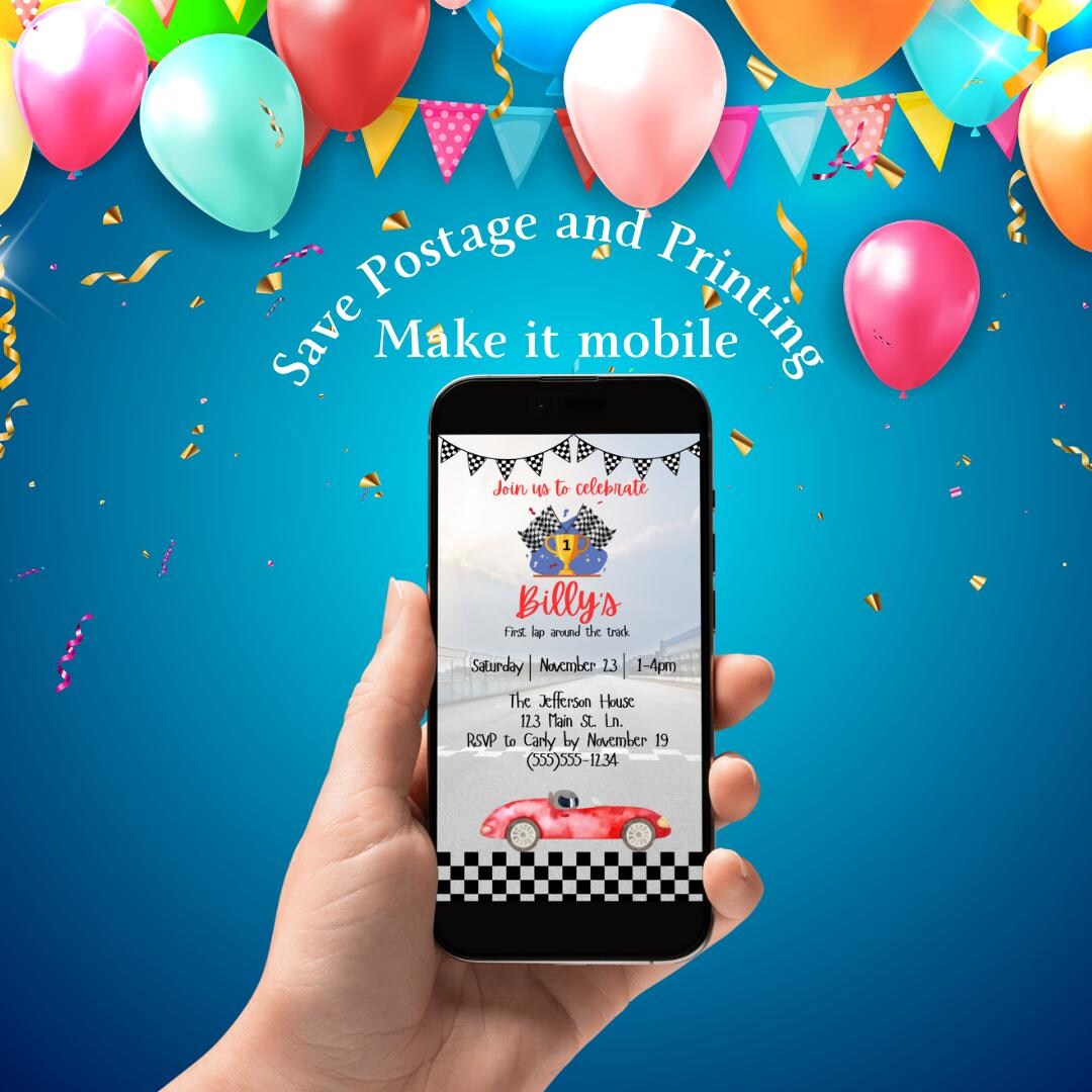 Nascar Birthday Party Invite, Boys Birthday Invitation, Race Car ...