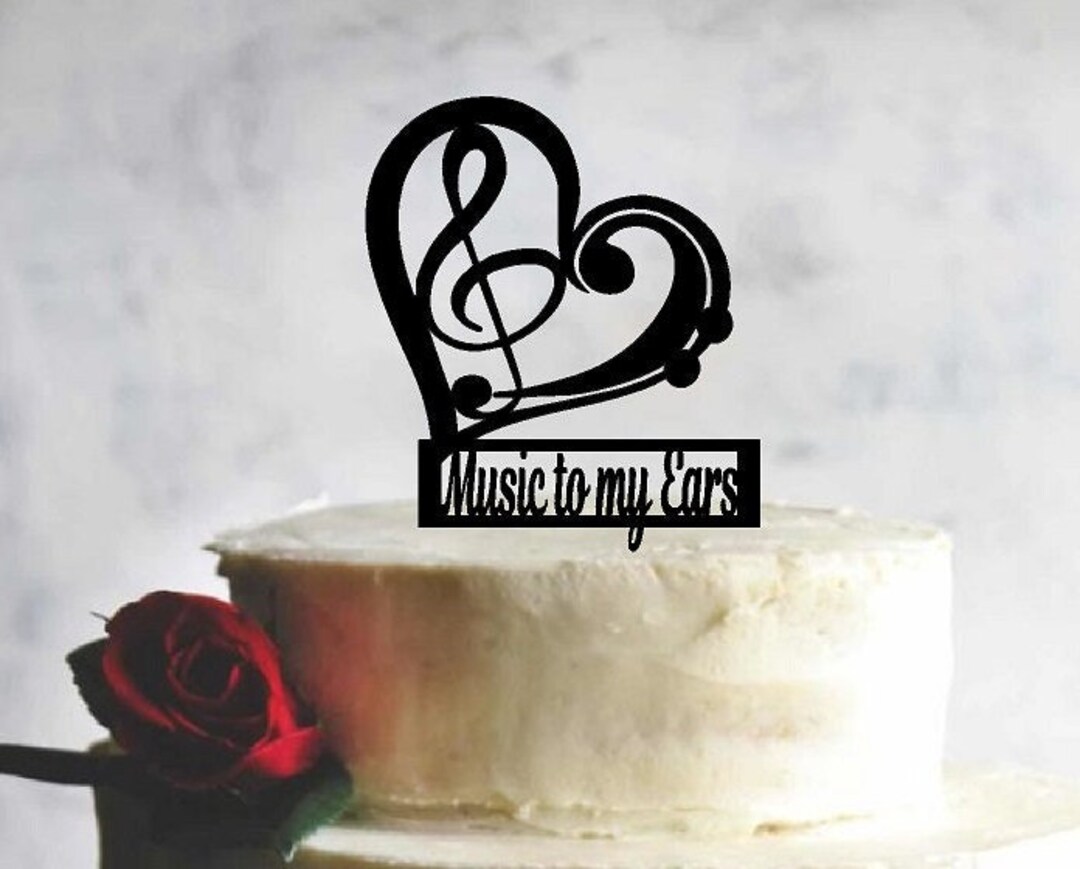 Treble Clef, Bass Clef, Notes, Music, Heart, Cake Topper, Personalized ...