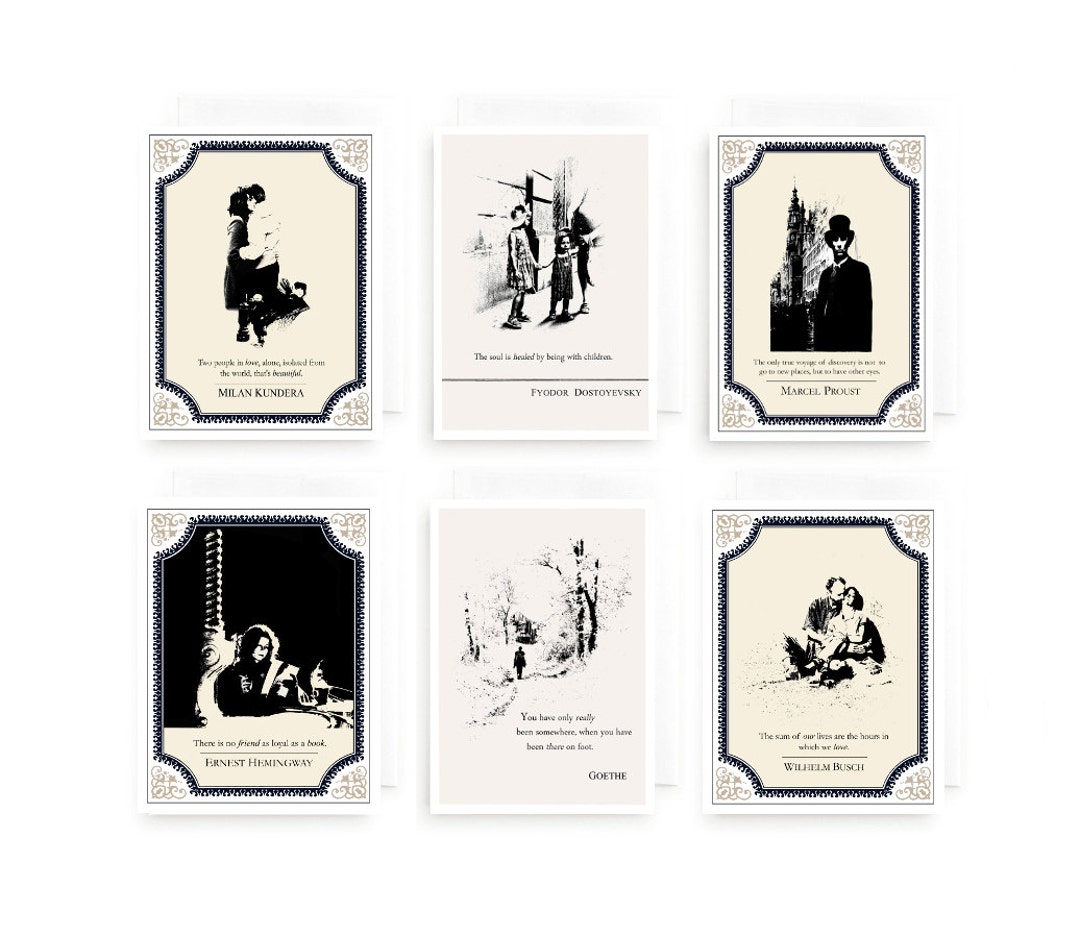 Set of 6 Literary Greeting Cards, Literary Gift for Her, Quote Art ...