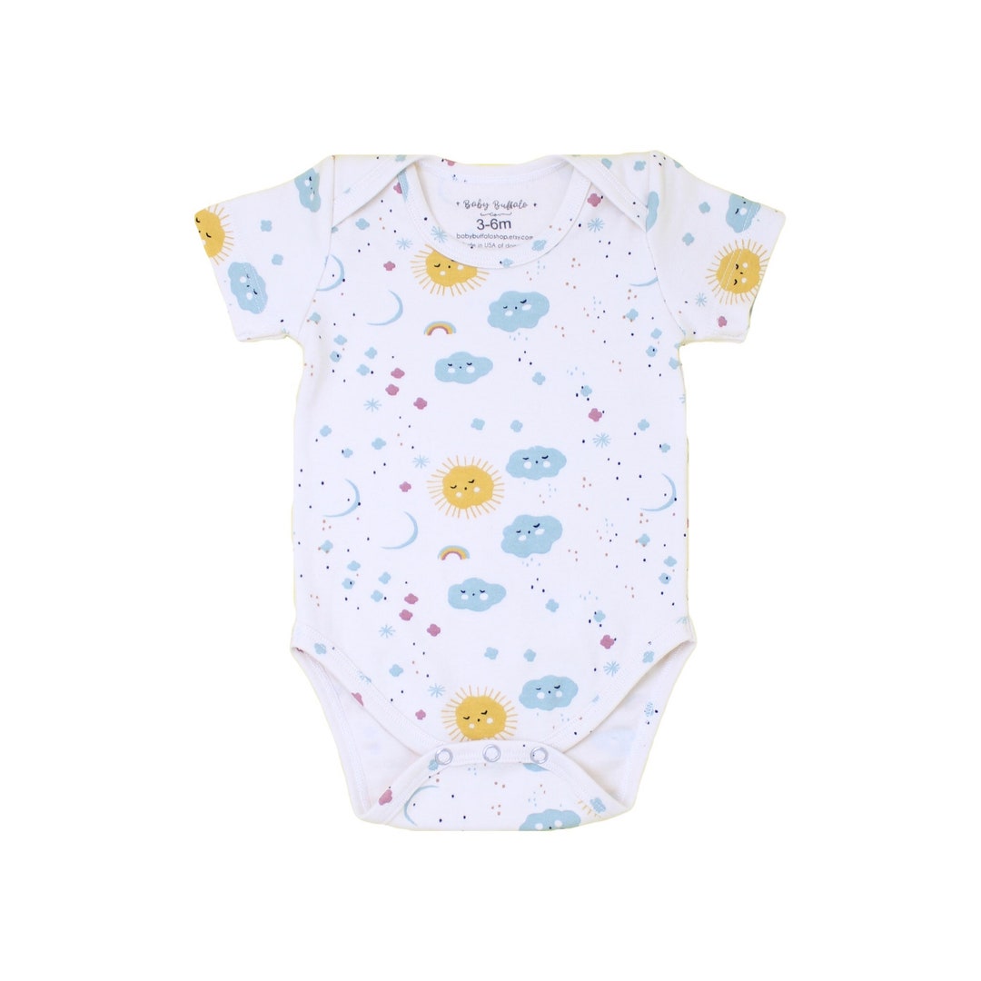 3-6m Sun and Moon Onesie Cloud Baby Bodysuit Handmade Baby - Etsy