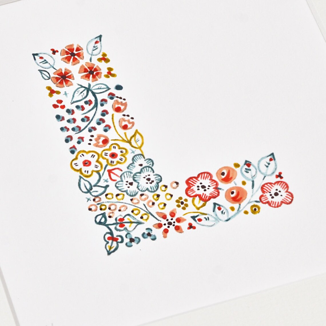 Personalised Floral Letter and Name Nursery Print - Etsy