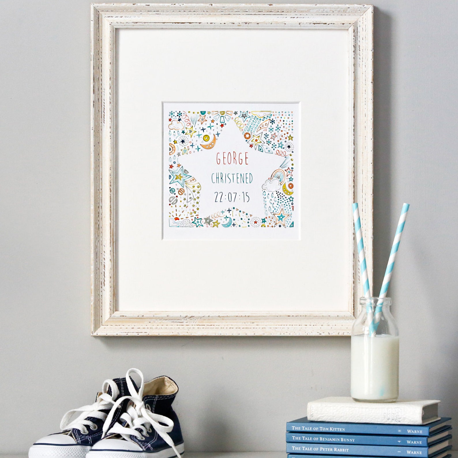 Christening Gift Personalised Star Print Naming Ceremony Day Gift ...