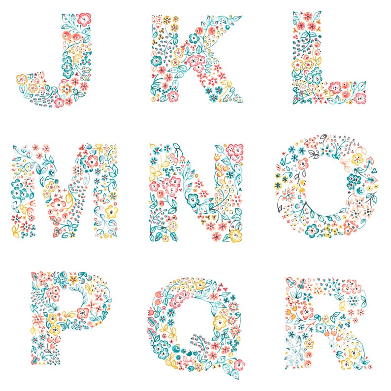 Personalised Flower Initial Baby Name Gift | Etsy