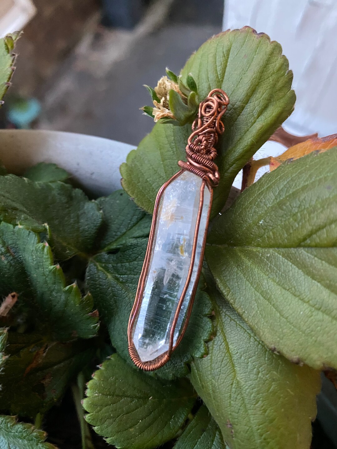 Columbian Blue Smoke Point Wrapped in Raw Copper Wire. - Etsy