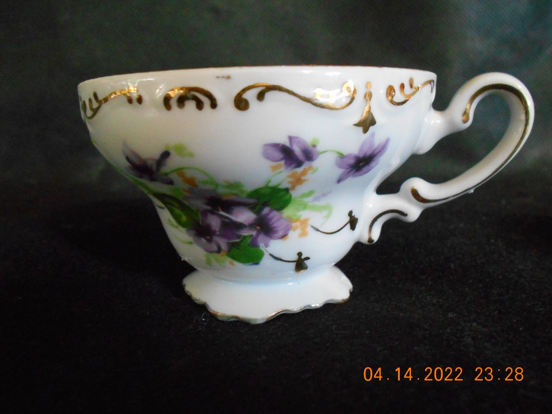 SAJI Fancy China Teacup Violet Design REDUCED - Etsy