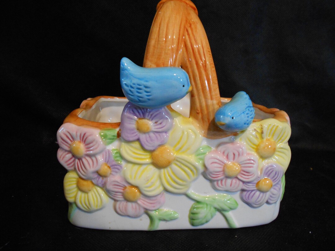 Teleflora Ceramic Bluebird Basket/planter - Etsy
