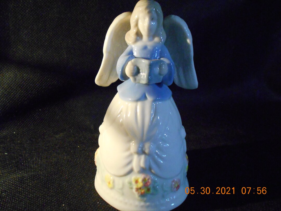 Porcelain Angel Bell Figurine - Etsy